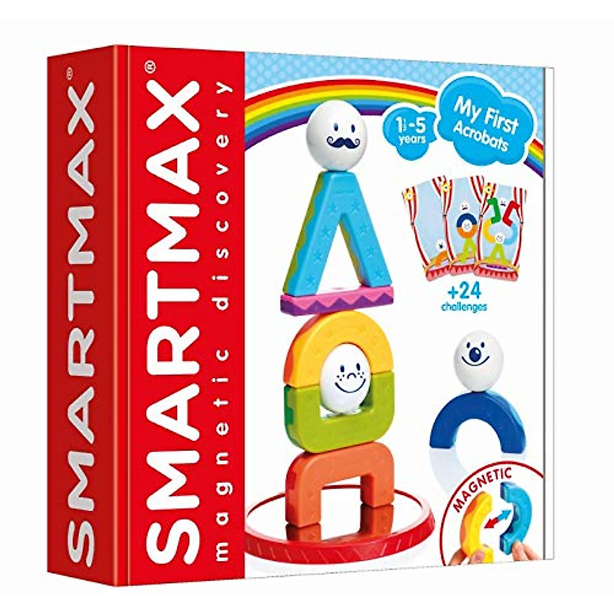 SmartMax My First Acrobats STEM Magnetic Toy with Building Challenges for Ages 1.5-5