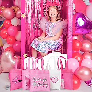 FHzytg 20Pcs Pink Girl Party Favor Bags, Hot Pink Princess Party Candy Bags Gift Bags Pink Theme Party Treat Goodie Bags for Pink Princess Birthday Baby Shower Bachelorette Party Decoration