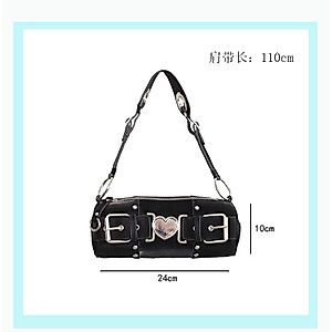 GESALOP Y2K Purse Love Vintage Shoulder Bag Women's Handbag Aesthetic Small Purse Gothic Purse Grunge Accessories (Black)