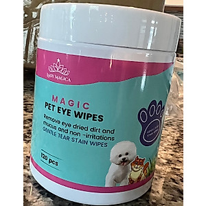 Pet Eye Wipes Aloe Vera, Moisturizer Presoaked Wash Pads for Dogs and Cats, Eye Cleaner Wipes, Gently Remove Tear Stain Mucus Irritations Itching, Reduce Cataract Natural Ingredients, Eye Care 120 pcs