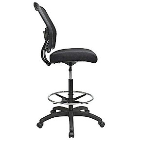 SPACE Seating Deluxe AirGrid Back with Mesh Seat, Adjustable Footring, Pneumatic Seat Height Adjustment and Nylon Base Drafting Chair, Black