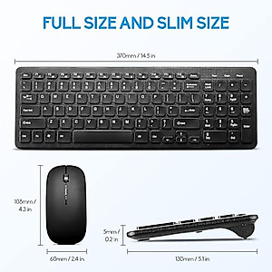 Guiheng Wireless Keyboard and Mouse Combo, Compact Quiet Wireless Keyboard and Mouse Set 2.4G Ultra-Thin Sleek Design for Windows, Computer, Desktop, PC, Notebook, Laptop (Black01)