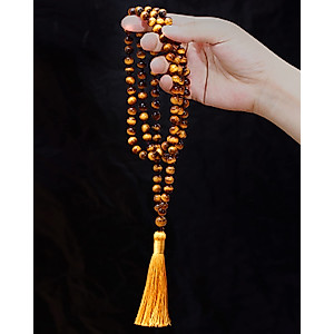 Jewever 108 Mala Beads Wrap Bracelet Necklace for Women Men Healing Gemstone Prayer Charm For Yoga Meditation Jewelry (8mm Yellow Tiger Eye)