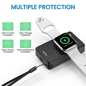 LVFAN Portable Charger for Apple Watch, 4000mAh iWatch Charger Power Bank Wireless Battery Pack Magnetic Travel Smartwatch Charger for Apple Watch Series 10 9 8 7 6 5 4 3 2 1 SE Ultra 2 Ultra (Black)