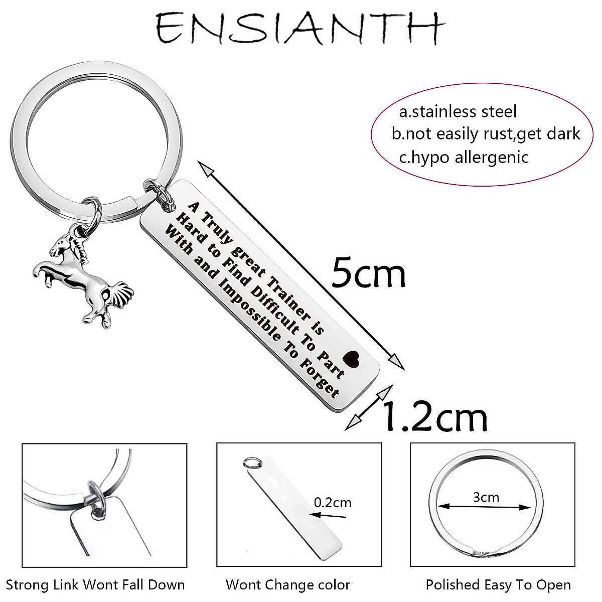 ENSIANTH Horse Trainer Gift Horse Trainer Appreciation Gift Leaving Gift for Horse Trainer Retirement Gift for Horse Trainer (Horse Trainer Keychain)