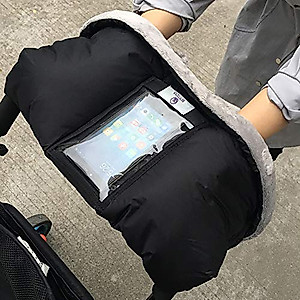 Fleece Stroller Hand Muff, BETITETO Winter Anti-Freeze Gloves for Baby Stroller Jogger Pram Water Resistant Warmer Gift for Parents and Caregivers (Black)