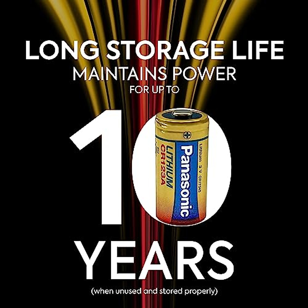 Panasonic CR123A 3V Long Lasting Lithium Batteries for Tactical Flashlights, Home Security Systems, Cameras, Lighting Equipment and Other Devices, 2-Battery Pack