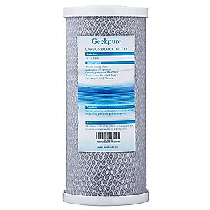Geekpure 10 Inch Whole House Replacement Carbon Block Water Filter Cartridge -4.5"x 10"-5 Micron