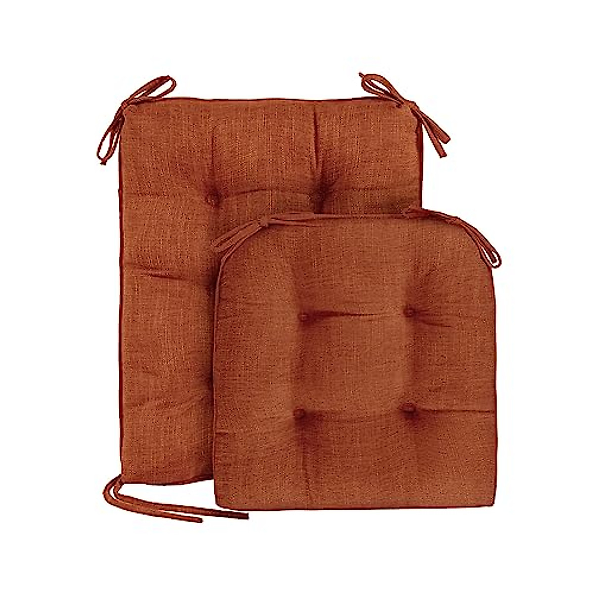 Basic Beyond Rocking Chair Cushions Set of 2, Porch Rocker Cushions for Wooden Rocking Chairs Outdoor with Thick Padding, Back Cushion with Ties, Tufted Seat Cushion with Non-Slip Backing(Rust)