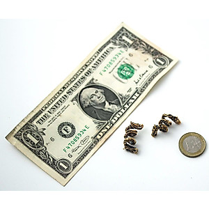 LynnAround Bronze Norse Nordic Viking Dragon Beard Beads Rings, Dwarven Dreadlock Pirate Medieval Hair Beads, Pagan Jewelry (Set of 2 pcs)