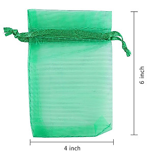 Akstore 100PCS 4x6inch (10x15cm) Drawstring Organza Jewelry Favor Pouches Wedding Party Festival Gift Bags Candy Bags (Green)
