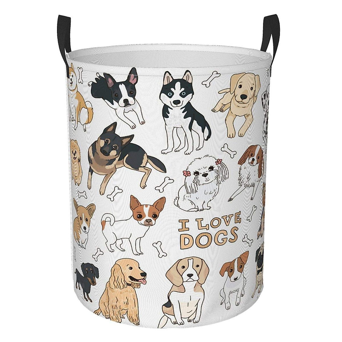 Foruidea Cute Puppy Dog Laundry Basket,Laundry Hamper,Collapsible Storage Bin, Oxford Fabric Clothes Baskets,Nursery Hamper For Home,Office,Dorm,Gift Basket