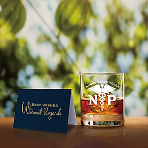 TOUNER NP Nurse Practitioner Whiskey Glass with Gift Box, Nurse Gift for Dentist, Dental, Medical, Hygienist, Doctor, Nurse, Coworker, Retirement Gifts for Nurse, Graduation Gift for Nurse