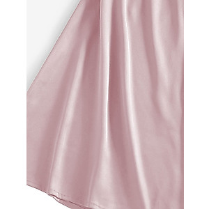 ZAFUL Women's Satin Sleeveless Spaghetti Strap Mini Dress Sexy Slip Cowl Neck Silky Cocktail Party Dresses (L, Light Pink)