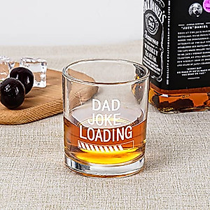 Dad Joke Loading Whiskey Glass 10Oz, Funny Old Fashioned Whiskey Glass Gift for New Dad, Father, Papa, Old Man, Dad Whiskey Rocks Glass Gifts for Christmas, Birthday, Father's Day for Bourbon Whiskey