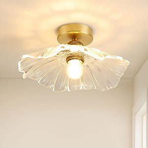 BAVGARI Semi Flush Mount Ceiling Light Fixture,Gold Ceiling Light,flushmount Ceiling Light,Bathroom Ceiling Light,Flush Ceiling Light for Hallway Entryway Bathroom Foyer Kitchen Bedroom Dining Room