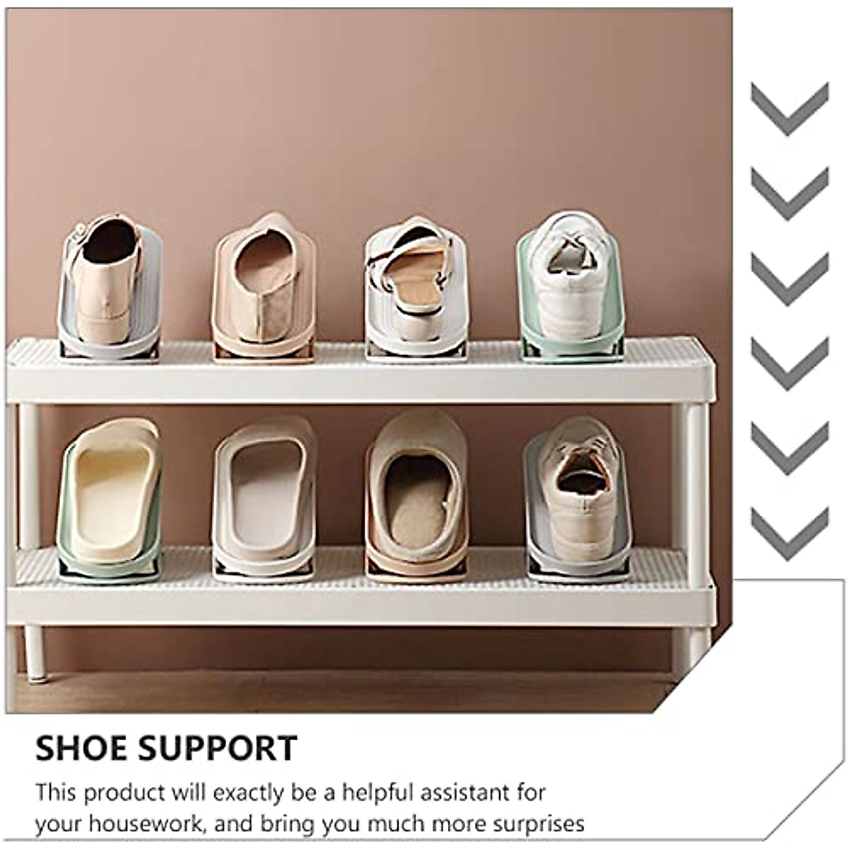 iplusmile Sneaker Thickened for Shelf Adjustable Holder Cabinet Bracket Clo, White Plastic Removable High Storage Clo Style Double-Layer Slipper Slots Support Stacker Dorm Shoe Organizer,
