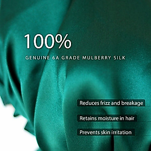 100% Silk Bonnet for Sleeping, Hair Bonnet with Tie Band, Large Silk Sleep Cap for Curly Hair, Silk Hair Wrap for Hair Care, Emerald