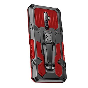 Hicaseer Oppo Reno2 Z Case,Shockproof Military Grade Double Layer TPU Protective Case Integrated Bracket Case for Oppo Reno2 Z 6.53" -Red