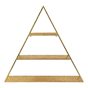 Kate and Laurel Tildan Modern Glam Three Tiered Triangle Floating Metal Wall Shelf, Gold Leaf Finish