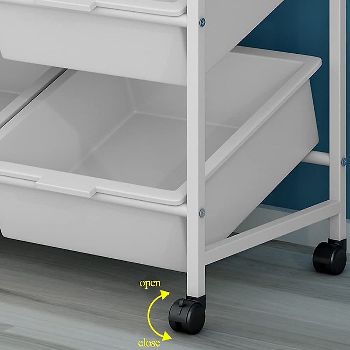 MOAMUN Kids Bookshelf Children Book Organizer 5 Tier Metal Kids Bookcases and Toy Storage Rack with 4 Cube Bins for Playroom Bedroom Living Room Study Room( Beige)