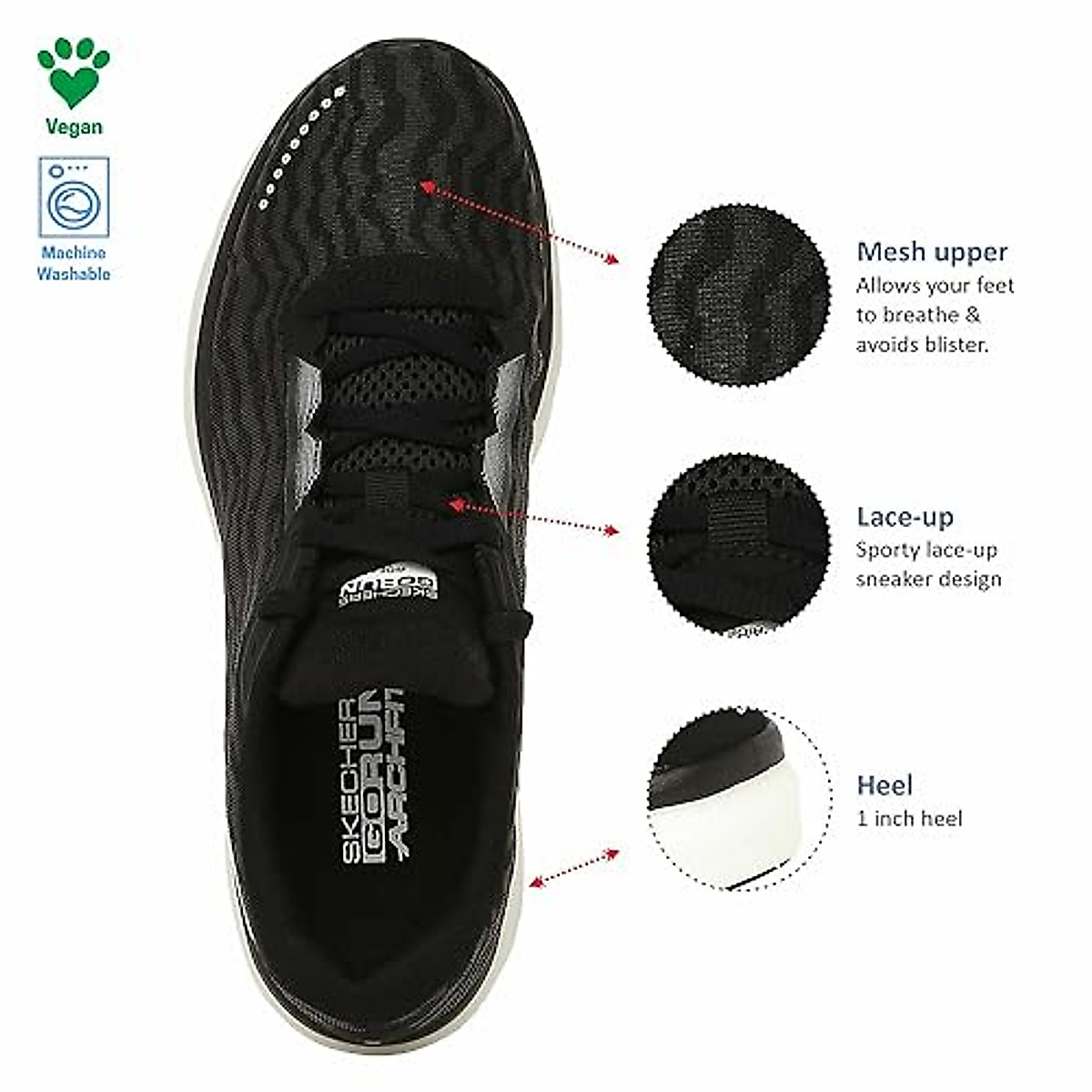 Skechers Women's Go Run Ride 10 Black/White 6 B