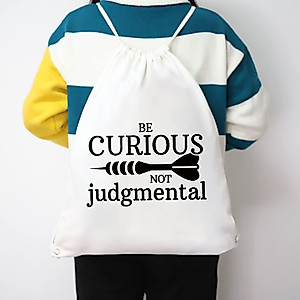 TOBGBE Ted TV Show Drawstring Backpack Be Curious Not Judgmental Bag Sport Gym Sackpack Water Resistant String Bag Soccer Lover Gift (Not Judgmental DB)