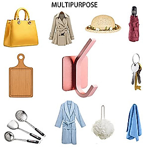 feliposi Towel Hook/Adhesive Hooks - Wall Hooks for Coat/Robe/Towels Stick on Bathroom/Kitchen 4-Pack, Waterproof Aluminum Alloy (Rose Gold)