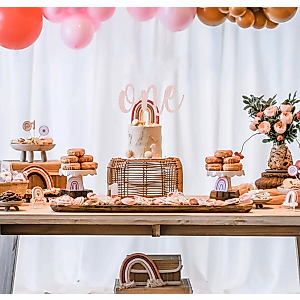 EONNCNT One Cake Topper - Rose Gold Glitter 1st Birthday Cake Decorating Supplies for Boys or Girls, First Birthday Cake Topper for Baby Shower 1st Birthday Party Supplies Photo Booth Props