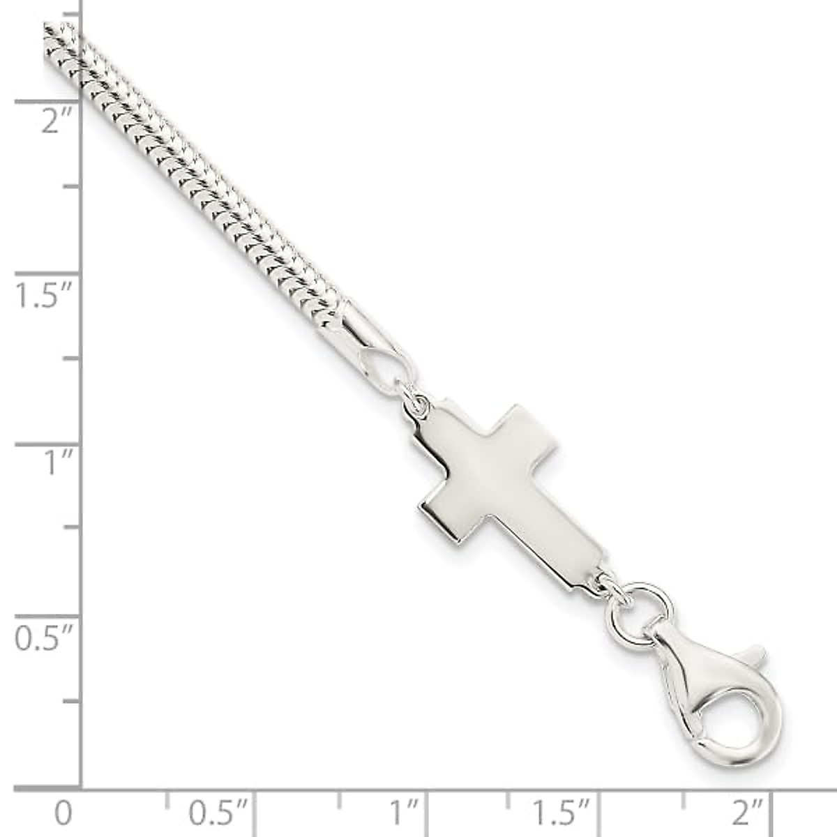 IceCarats 925 Sterling Silver Sideways Holy Cross Chain Charm Bracelet