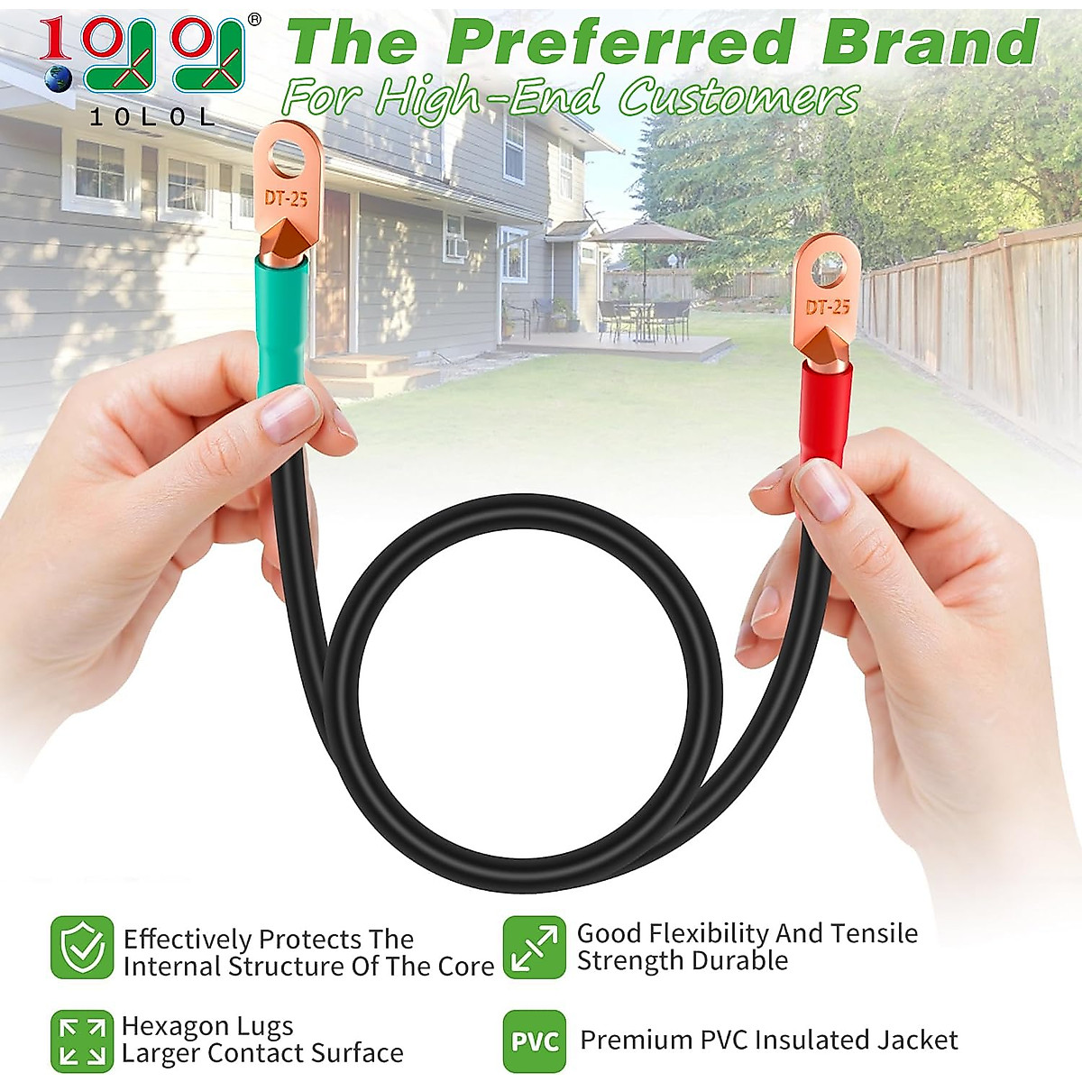 10L0L Golf Cart Battery Cables 4 Gauge for Club Car DS 1995-2022 (48 Volt) Also for Yamaha G2 G8 G9 (36 Volt) Golf Cart Batteries Cables with 5PCS 14.17" Heavy-Duty AC/DC Cables