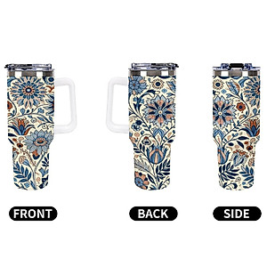 30oz Floral Stanley Cup Insulated Tumbler – Vacuum Insulated, Double Wall Design, 30oz Tumbler with Handle Straw for Hot Cold Beverages, Spill-Proof Insulated Cups Perfect for Adults