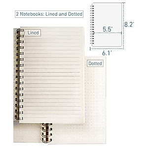 le vent A5 Spiral Dot & Lined Journals - 200 Creamy Pages - High-Quality 100gsm Paper - Durable Hardcover (5" x 8.25") - Perfect for Bullet Journaling, Planning, and Note-Taking - Designed by Artists