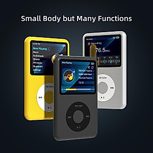 128G Innioasis Mp3 Player with Bluetooth, 2.4" Portable Mini HiFi Sound Bluetooth Walkman Digital Music Player with FM Radio Long Batter Life for Kids (Grey)