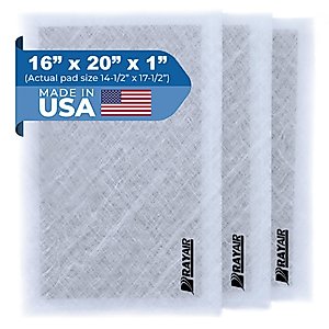 RAYAIR SUPPLY 16x20 Replacement Filter Pads Compatible with Pristine Air Cleaner 16x20 Refills (3 Pack) White