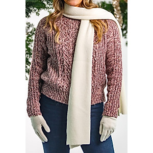 Fishers Finery Women's 100% Cashmere Ribbed Knit Scarf | Gift Box (Cream)