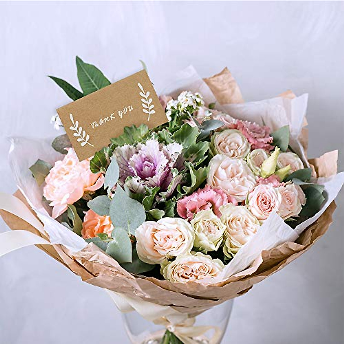 Supla 100 Pcs Place Cards with White Laurel Leaves Kraft Paper Cards Rustic Wedding Table Name Number Blank Table Tent Cards Table Name Tags Table Card Seating Cards Buffet Table Cards