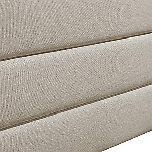 Serta Palisades Collection Upholstered Padded Headboard Modern Tufted Design, Soft Linen-Textured Fabric, Eastern King, Beige