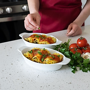 Heartland Home Porcelain Mini Casserole Dish Oval (6pc Set). Cauliflower Au Gratin Baking Dish, Banana Split Bowls, Single Serving, Small Individual