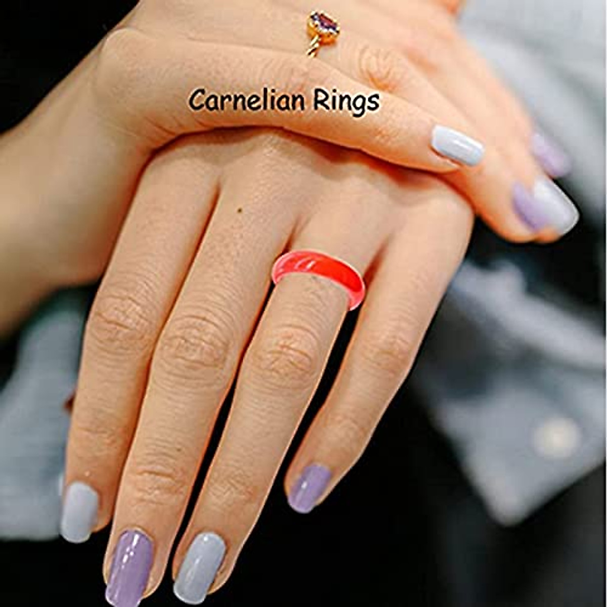 FUTIMELY Carnelian Crystal Healing Ring Natural Carnelian Gemstone Band Ring Red Agate Smooth Round Donut Jewelry for Women Girls (6)