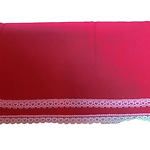 Red Cotton Double Lace Trim 6 1/2 in Wide 2 Yard Pattern Embroidery Applique Sewing Fabric Delicate DIY Clothing Accessories Garment Supply Decorations Art Craft for Scrapbooking Hair Tie Headband