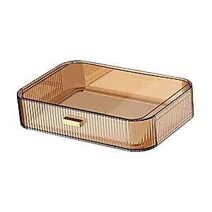 Milageto Countertop Makeup Organizer Tray, Shower Caddy Plate, Multifunction Desktop Storage Case, Brown