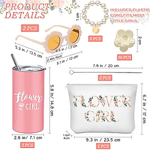 Inbagi 12 Pcs Flower Girl Set Including Flower Girl Tumbler Round Flower Sunglasses Canvas Bag Will You Be My Flower Girl Proposal Card Bracelet Hair Clip for Wedding Engagement Bridal Party(Pink)