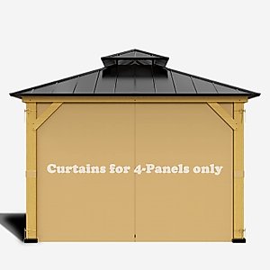 12-ft x 14-ft Gazebo Curtains,Privacy Replacement Sidewall 4-Panel Universal Shade Curtains Set,Protecting Side Walls (Only Curtain)-Khaki