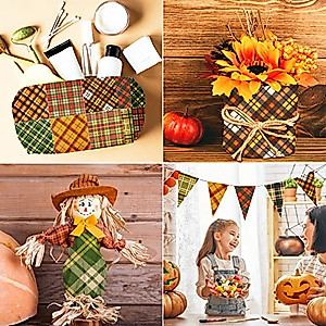 Whaline 45Pcs Cotton Autumn Fat Quarters Fabric 15 Design Fall Spice Plaids Fabric Squares Quilting Fabric Patchwork Precut Quilt Charm Squares for Harvest Thanksgiving DIY Crafts Sewing, 6 x 6 Inch