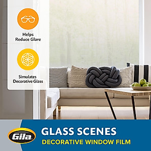 Gila Glass Scenes Frosted Glass Static Cling Window Film, 3ft x 6.5ft
