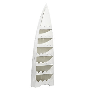 Deco 79 Wood Boat 25 Bottle Standing Wine Rack, 21" x 14" x 76", White