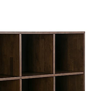 SIMPLIHOME Harper SOLID HARDWOOD 42 Inch Mid Century Modern Cube Storage Bookcase with Drawers in Walnut Brown, For the Living Room, Study Room and Office