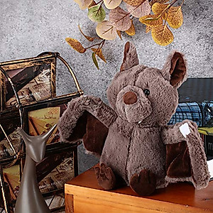 Plush Bat Bashful Stuffed Animal Bat Cute Plush Animal Halloween Furry Doll 11 Inches (Brown)