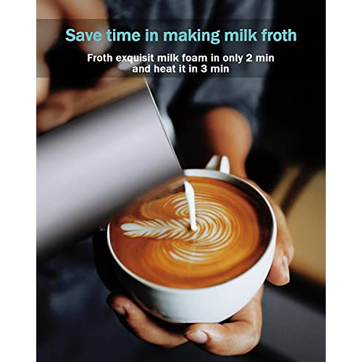 EZBASICS Electric Milk Steamer, 8.4oz/250ml Automatic Hot and Cold Foam Maker, Milk Warmer for Coffee, Latte, Cappuccinos with Two Whisks for Frothing and Heating Milk